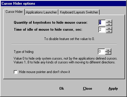 Cursor Hider - reomves the mouse pionter